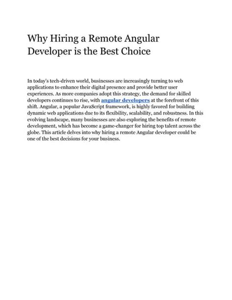 Why Hiring A Remote Angular Developer Is The Best Choicepdf