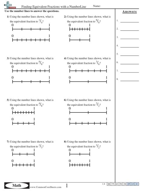 Finding Equivalent Fractions With A Number Line Pdf Worksheets Library