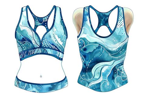 Premium Photo Design Of Sports Bra With Abstract Patterns Inspired By The Oc Outline Art