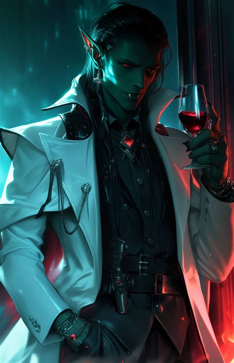 Handsome Orc Vampire Black Leather White Coat Red by level7goperator on ...