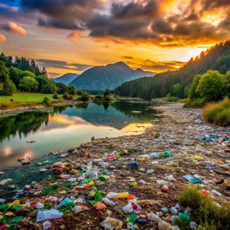 Premium Photo Heavy Plastic Pollution In Wild Beautiful Landscape