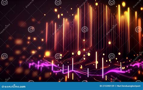 Generative Ai Neon Data Stream A Glowing 3d Render Abstract Background With Bokeh Lights And
