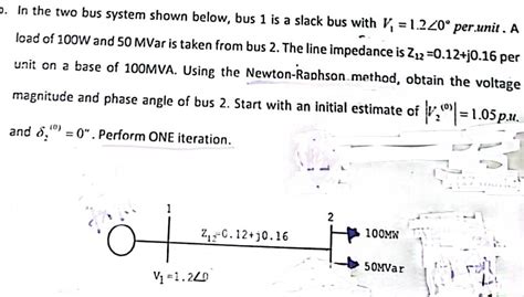 solved in the two bus system shown below bus 1 is a slack