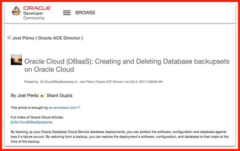 Otn Tech Article Creating And Deleting Database Backupsets On Oracle Cloud
