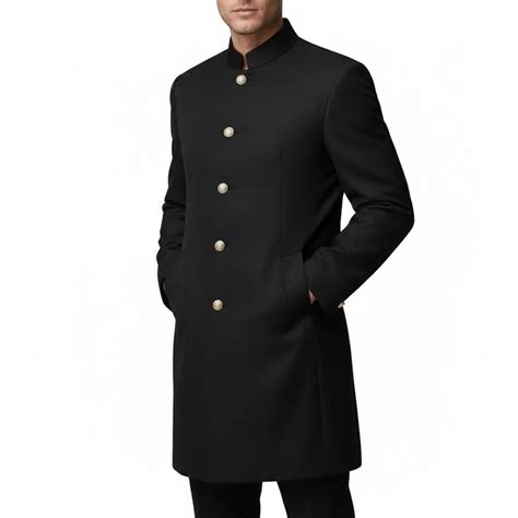 Mens Gakuran Style Long Coat Gold Lined Military Duster Etsy Uk