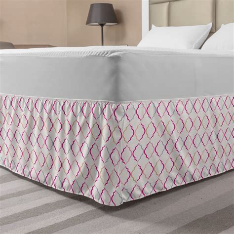 Trellis Bed Skirt Victorian Oval Shapes Retro Antique Traditional Vintage Style Pattern Print