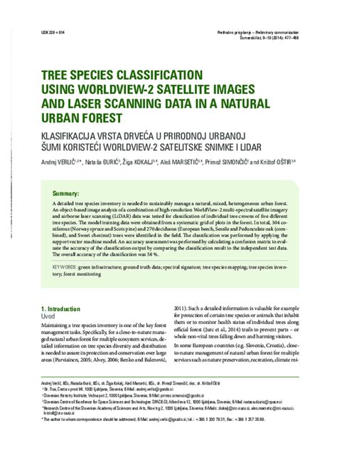 Pdf Tree Species Classification Using Worldview 2 Satellite Images And Laser Scanning Data In
