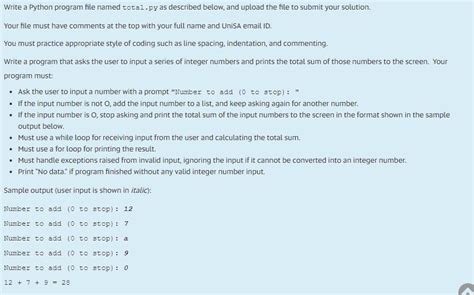 Solved Write A Python Program File Named Totalpy As