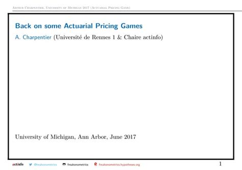 Actuarial Pricing Game Ppt