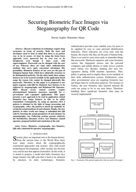 Pdf Securing Biometric Face Images Via Steganography For Qr Code