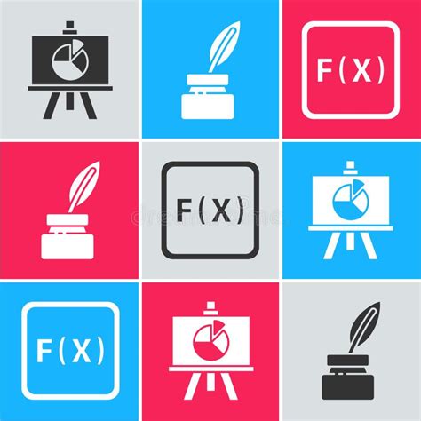 Set Chalkboard With Diagram Feather And Inkwell And Function