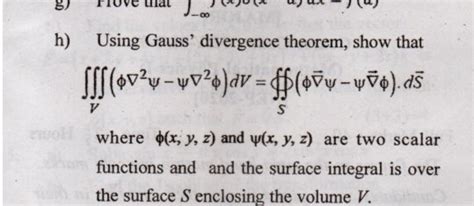 H Using Gauss Divergence Theorem Show That Iiint { V } Left Phi