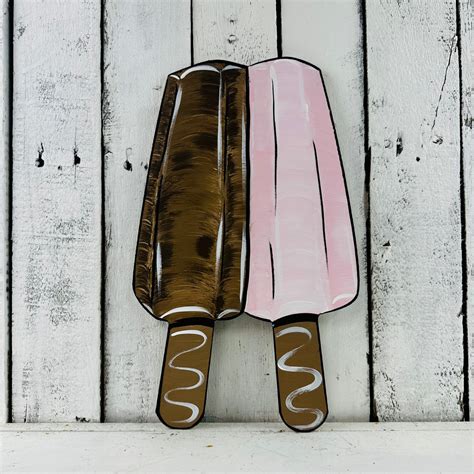 Double Popsicle Fudge Pops Rainbow Popsicle Mdf Unfinished Wooden