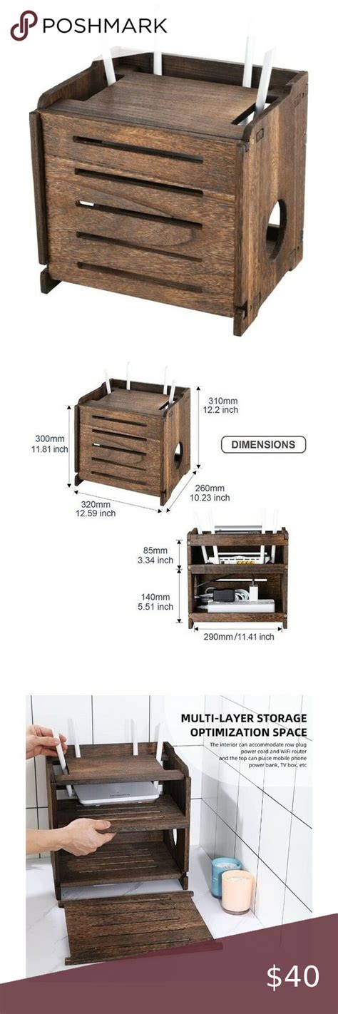Wooden Router Shelf Wall Mount Wifi Router Storage Box