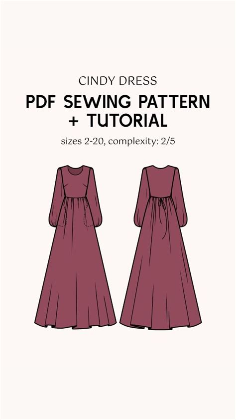 Cindy Long Sleeved Maxi Dress With Pockets Pdf Sewing Pattern Us Sizes