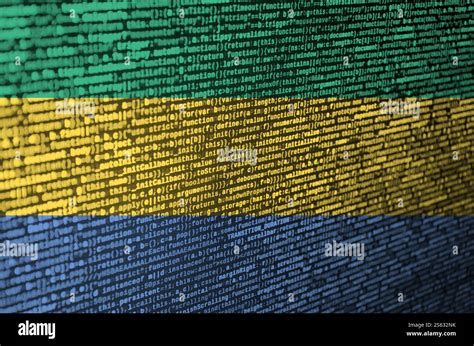 Gabon Flag Is Depicted On The Screen With The Program Code The Concept Of Modern Technology And