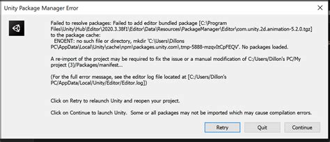 Failed To Resolve Packages Failed To Add Editor Bundled Package