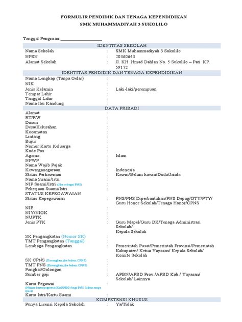 formulir gtk pdf