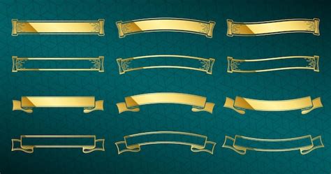 골드 디자인 가로 라벨 세트 프리미엄 벡터