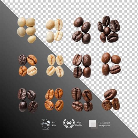 Coffee Beans Isolated On Transparent Background Premium AI Generated PSD