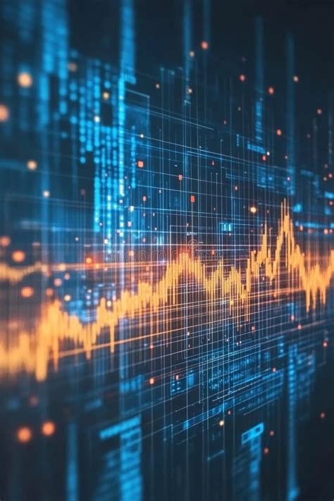 Dynamic Digital Visualization Of Sound Waveform With Blue And Orange Color Scheme Stock