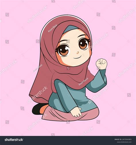 Cute Muslimah Cartoon Girl Wearing Hijab Stock Vector Royalty Free