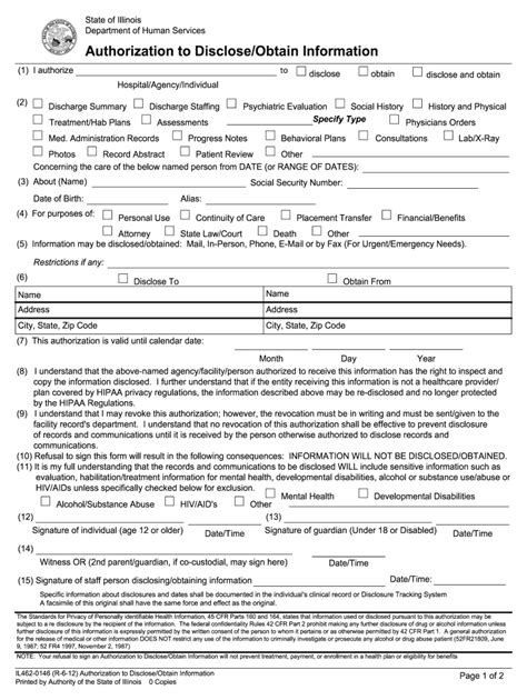 Authorization To Discloseobtain Information Dhs State Il Fill Out And