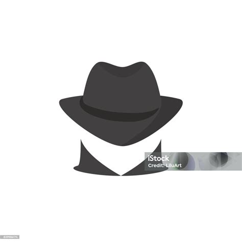 비밀 요원의 그림입니다 스파이 아이콘 모자에서 알 수 없는 남자의 실루엣입니다 Incognita입니다 컴퓨터 해커 네트워크