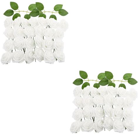 2 Boxes Real Touch Fake Roses With Stem Diy Craft Rose Flowers For