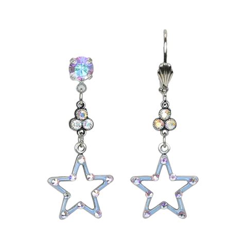 Aurora Celestial Star Iridescent Crystal Drop Charm Earrings Anne