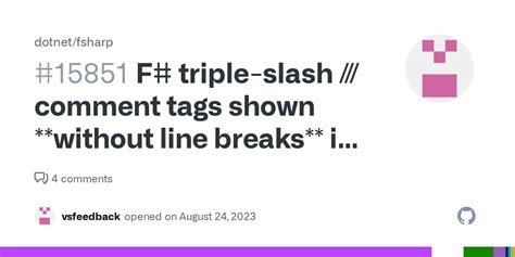 F Triple Slash Comment Tags Shown Without Line Breaks In