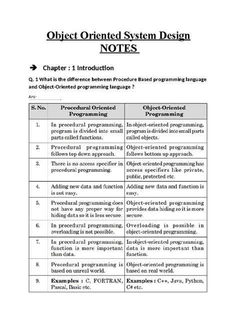 Object Oriented System Design Notes Object Oriented System Design Notes Chapter 1