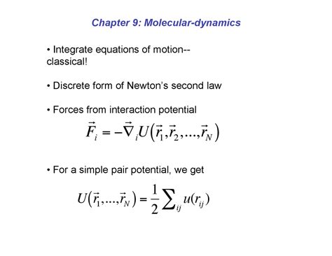 Molecular Dynamics Lecture Slides Phz 3151 Docsity