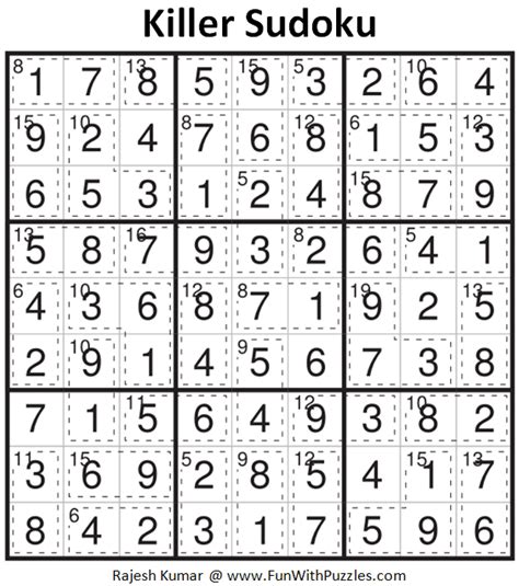 Killer Sudoku Puzzle Fun With Sudoku 376