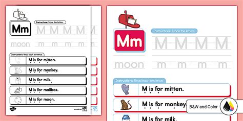 Letter M Fluency Sentences For Ell Alphabet Worksheet