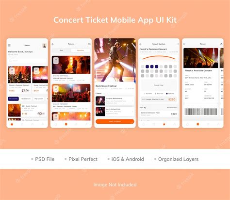 Premium Psd Concert Ticket Mobile App Ui Kit