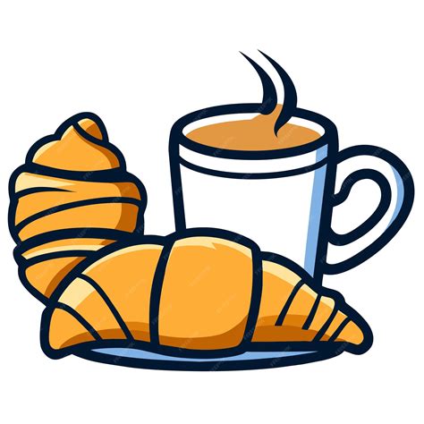 Premium Vector Coffee Cup And Croissant Vector Illustration Of A