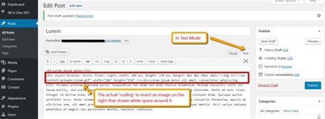 inserting images into wordpress posts letting text float around it