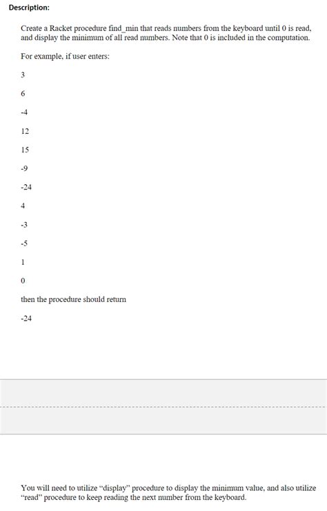 Solved Description Create A Racket Procedure Find Min That