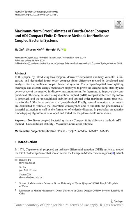 maximum norm error estimates of fourth order compact and adi compact
