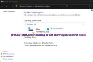 BitLocker Missing Or Not Showing In Windows