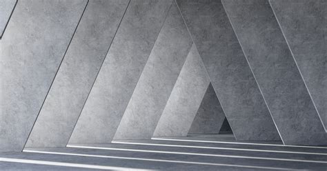 기울어진 벽 3d 렌더링이 있는 현대적인 실내 공간 광택이 나는 콘크리트 바닥과 벽 햇빛이 실내로 비치고 있습니다 사진 Unsplash의 실내 이미지