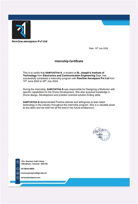 Samyuktha B On Linkedin Internship Dronetechnology Rawoneaerospace