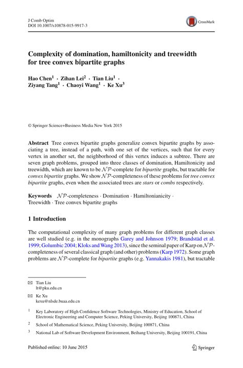 Pdf Complexity Of Domination Hamiltonicity And Treewidth For Tree