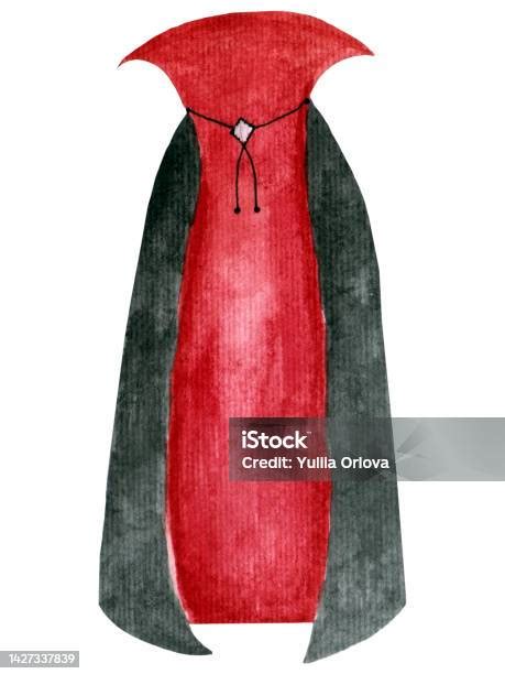 할로윈 뱀파이어 망토 드라큘라 의상을위한 수채화 요소 10월에 대한 스톡 벡터 아트 및 기타 이미지 10월 가을 개인