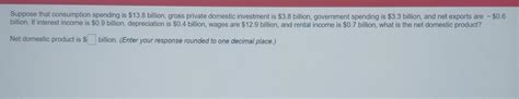 Solved Suppose That Consumption Spending Is 138 Billion