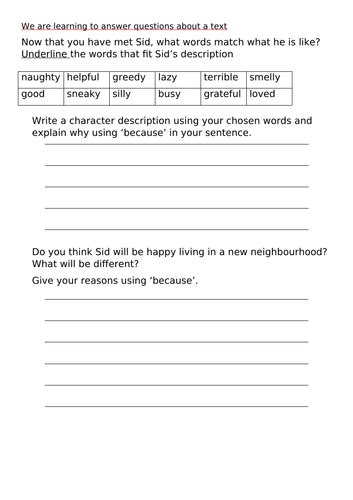 Year 2 English Plan Six Dinner Sid Teaching Resources