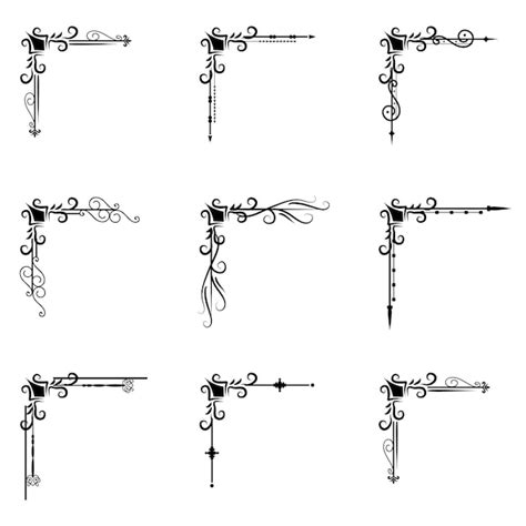 텍스트 구분 기호 장식 구분선 책 인쇄술 장식 디자인 요소 빈티지 분할 모양 테두리 그림 프리미엄 벡터