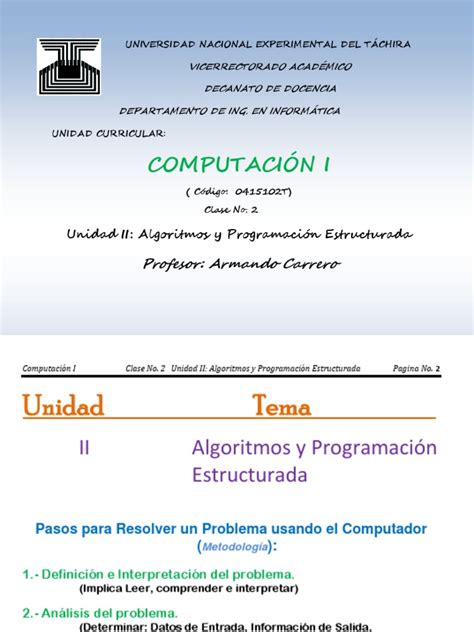 clase no 2 unidad ii algoritmos y programación estructurada pdf