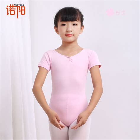 儿童舞蹈服民舞练功服女童纯棉短袖儿童体操少儿考级连体服夏季 虎窝淘